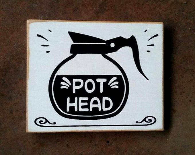 POT HEAD Sign. Coffee Sign. Hand Painted Wooden Sign. Home Decor - Etsy
