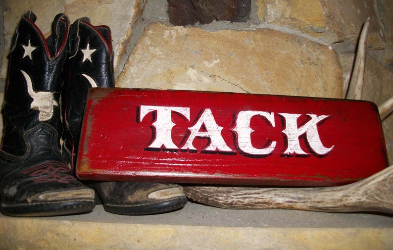 Primitive Wooden Sign Hand Painted Tack Room Sign | Etsy