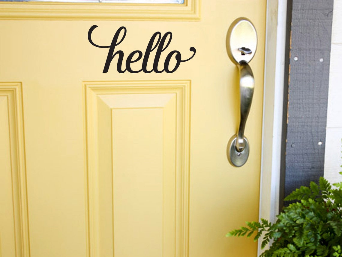 Front Door Decal, Personalized Decal, Custom Vinyl Lettering, Hello ...