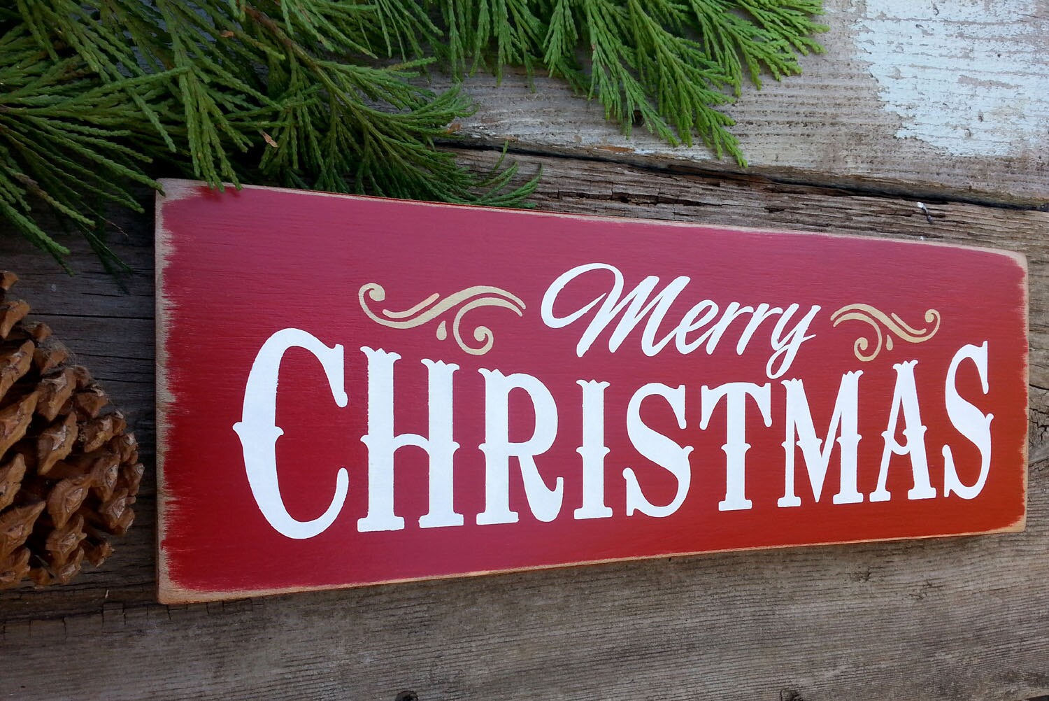 MERRY CHRISTMAS, Wooden Sign. Painted Christmas Sign. Christmas Decor ...