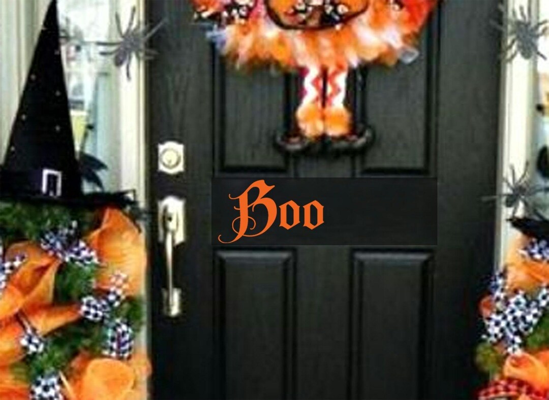 HALLOWEEN DOOR DECAL, Front Door Decal, Personalized Vinyl Lettering ...