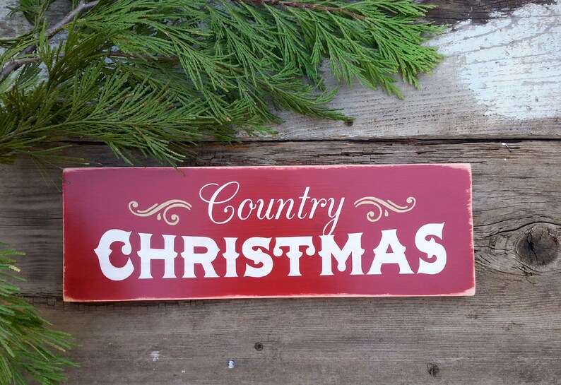 COUNTRY CHRISTMAS Wooden Sign. Painted Christmas Sign. | Etsy