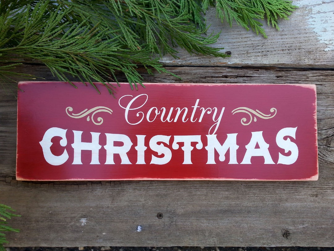 COUNTRY CHRISTMAS, Wooden Sign. Painted Christmas Sign. Christmas Decor ...
