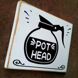 POT HEAD Sign. Coffee Sign. Hand Painted Wooden Sign. Home Decor - Etsy