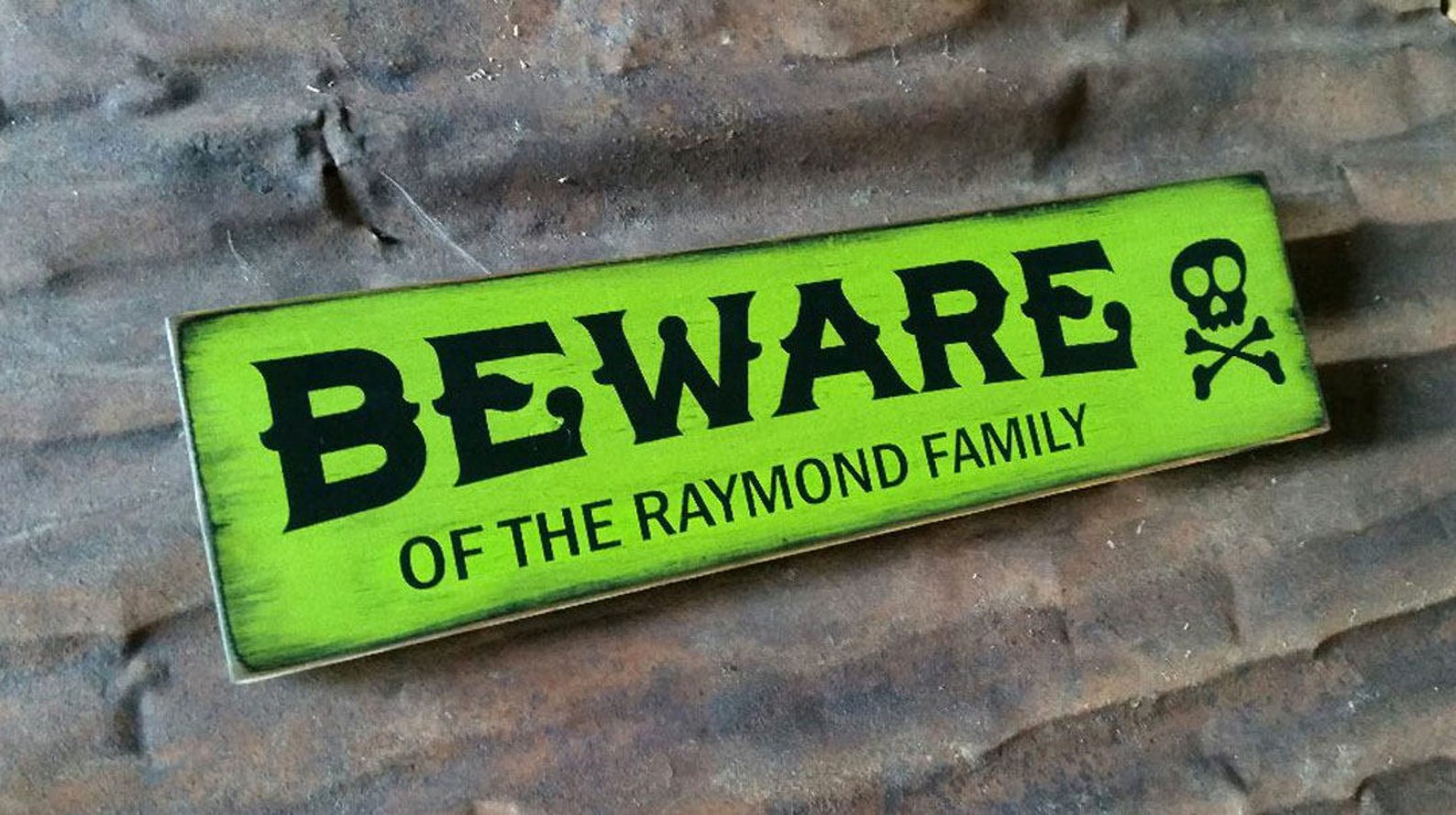 PERSONALIZED HALLOWEEN Sign. Beware Sign. Hand Painted Sign. - Etsy
