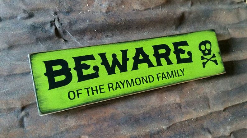 PERSONALIZED HALLOWEEN Sign. Beware Sign. Hand Painted Sign. - Etsy