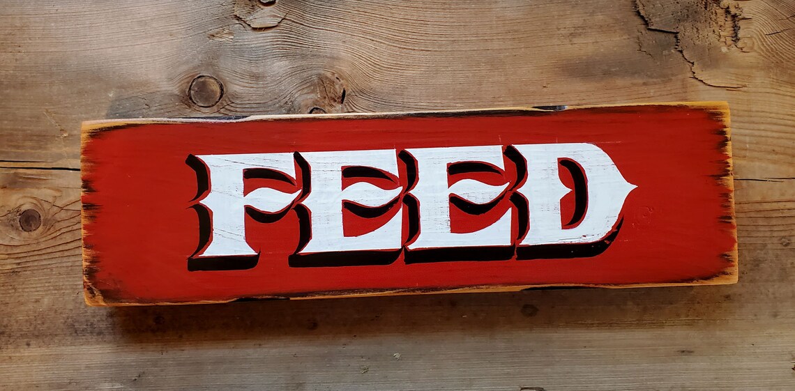 Hand Painted Western Sign, "feed" - Etsy