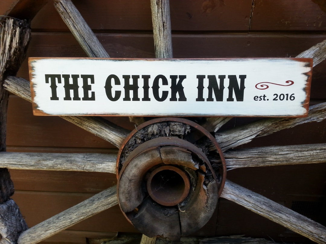CHICKEN COOP Sign. the Chick Inn, Est. 2020. Hand Painted Wooden Sign ...