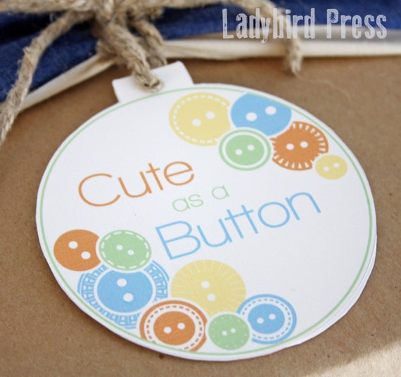 Items similar to Baby Gift Card - Cute as a Button - Tag Card on Etsy