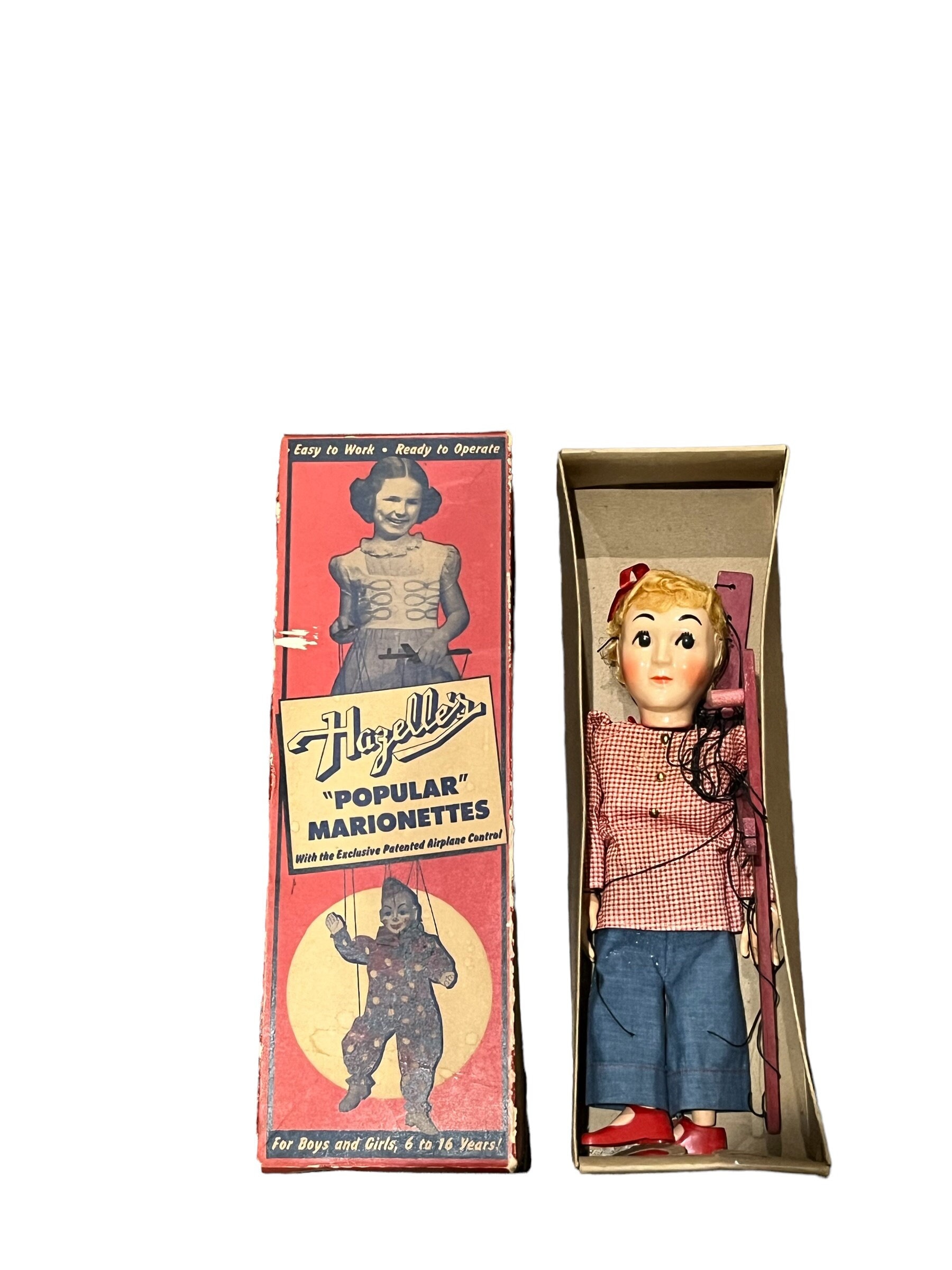 1950s Vintage Hazelle's Airplane Control Marionette Puppet Tomboy Girl ...
