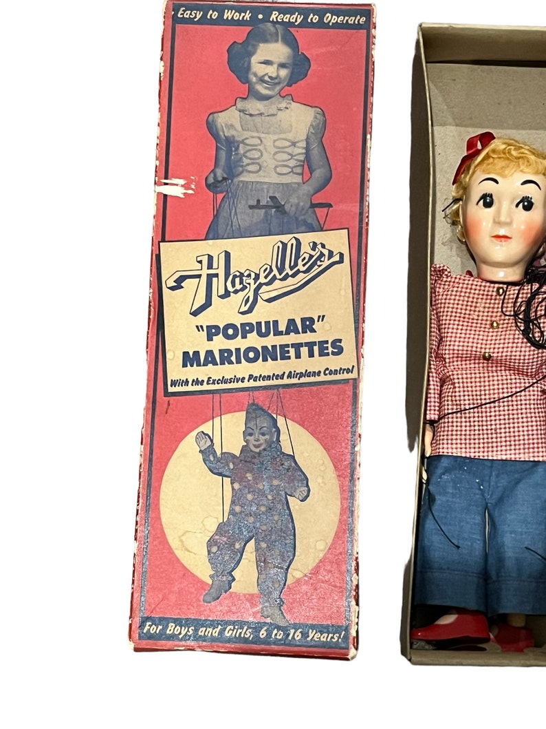 1950s Vintage Hazelle's Airplane Control Marionette Puppet Tomboy Girl ...