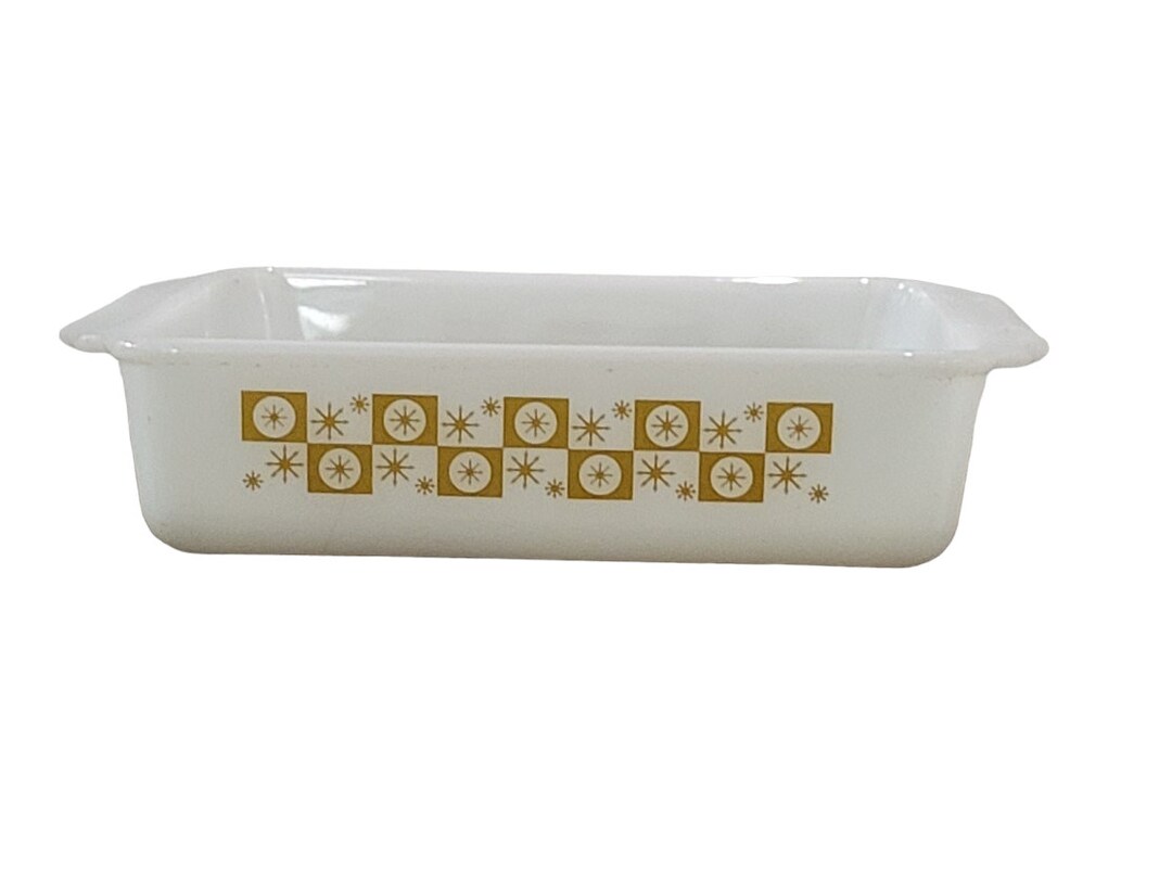 Vintage Fire King “star Glow” Pattern Baking/brownie Pan, Milk Glass ...