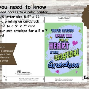 Grandson Birthday Card: Original Heart DIY Printable 5x7 (PDF Download ...