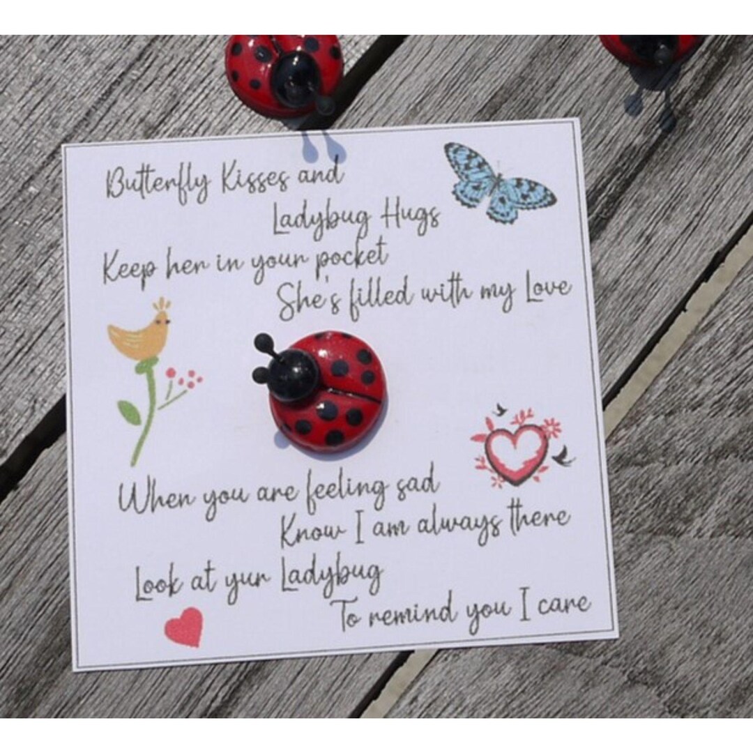 Handmade Clay Ladybug Hug Token: Lucky Charm With Poem - Etsy