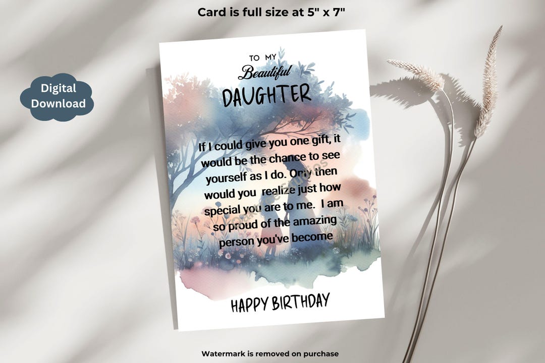 Daughter Birthday Card: Heartfelt Message (digital Download) - Etsy
