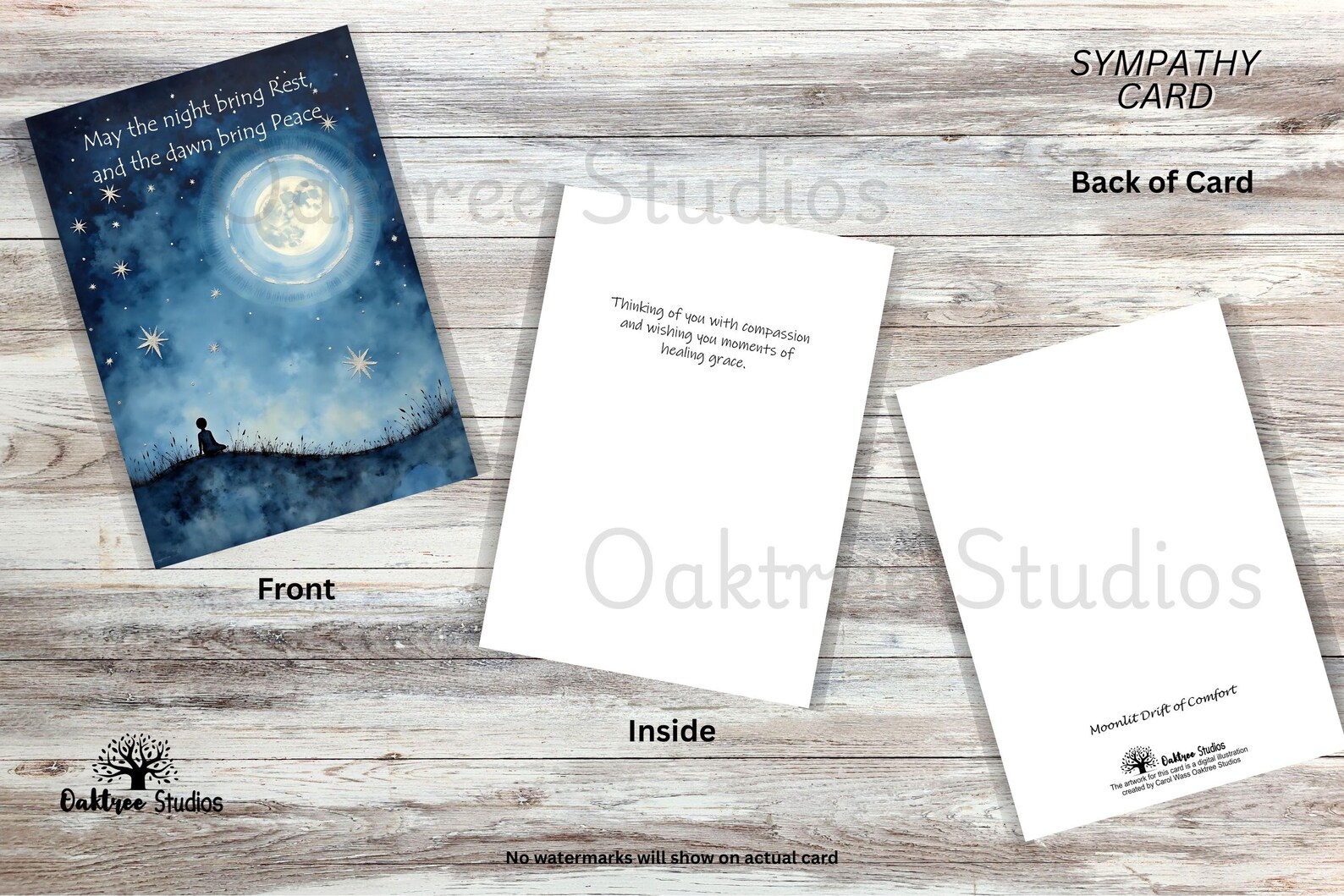 Sympathy Card, Moon & Stars, Comfort Card, Thinking of You, Condolences ...