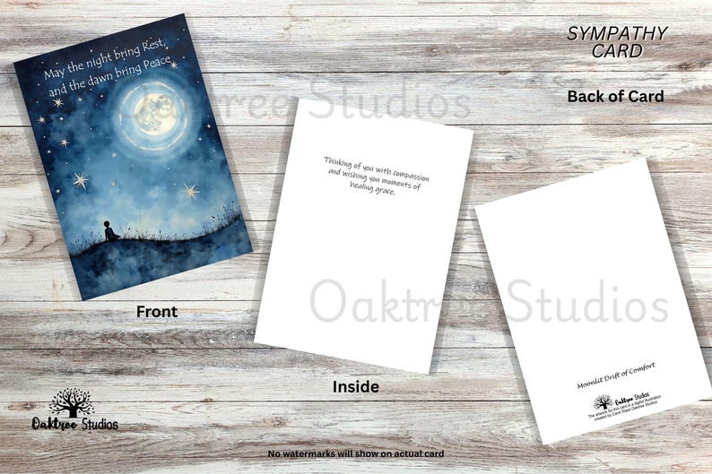 Sympathy Card, Moon & Stars, Comfort Card, Thinking of You, Condolences ...
