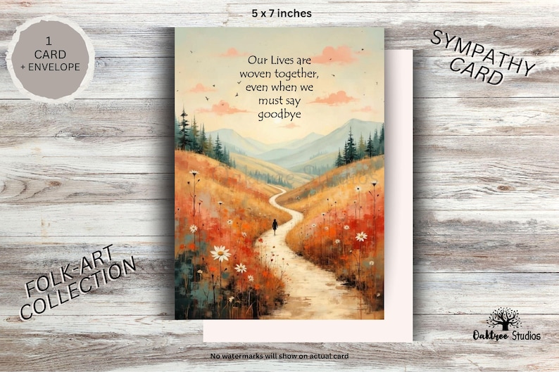 Folk-art Sympathy Card, Bereavement Condolences, Thinking of You - Etsy
