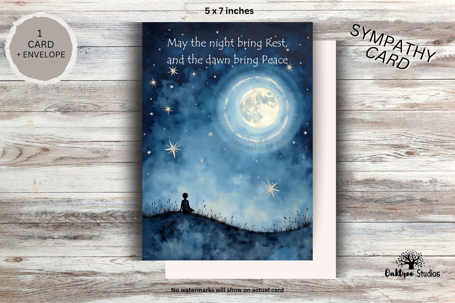 Sympathy Card, Moon & Stars, Comfort Card, Thinking of You, Condolences ...