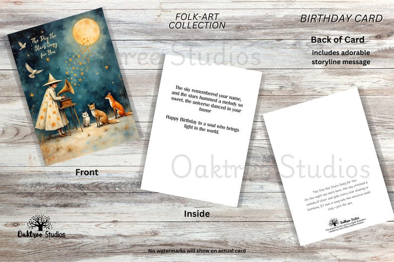 Whimsical Celestial Birthday Card: Enchanted Folk-art Greeting - Etsy