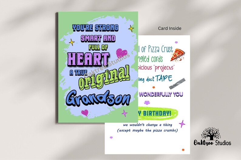 Grandson Birthday Card: Original Heart DIY Printable 5x7 (PDF Download ...
