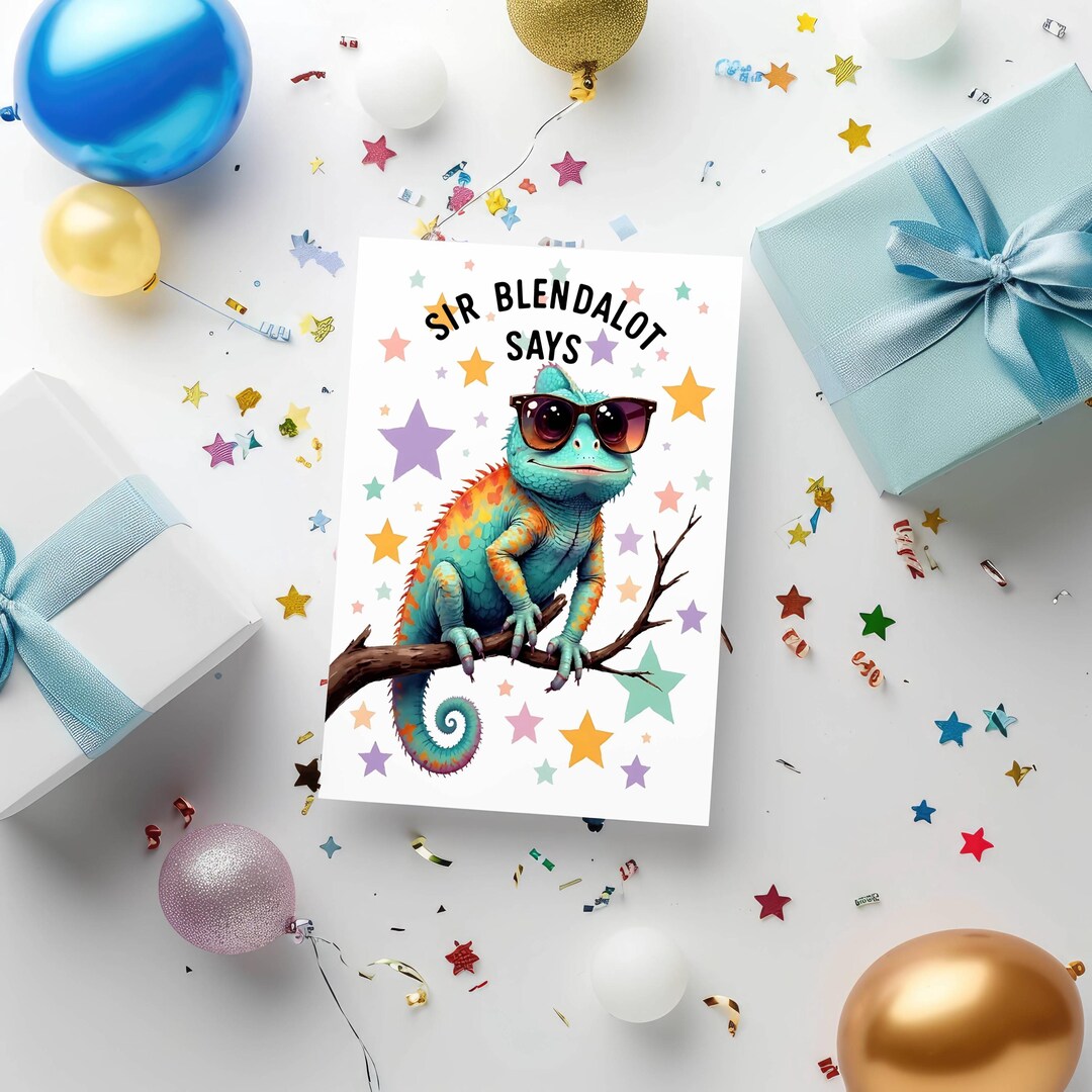 Funny Chameleon Birthday Card: Sassy Printable Greeting Card (PDF ...