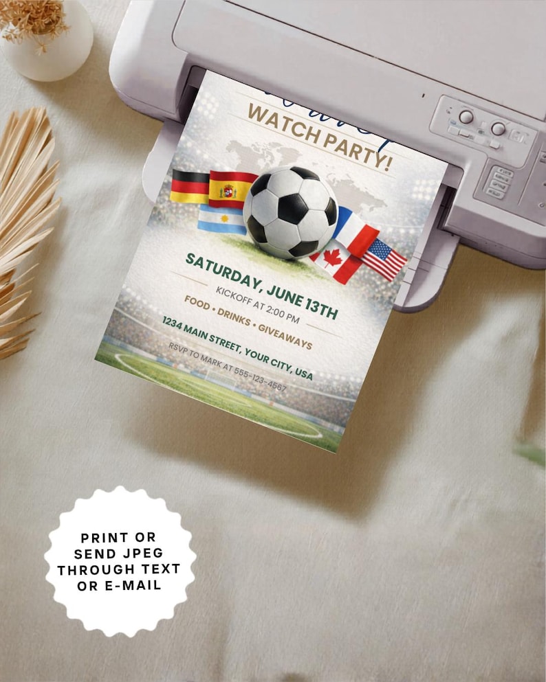 World Cup Watch Party Invitation: Editable Soccer Game Day Invite ...