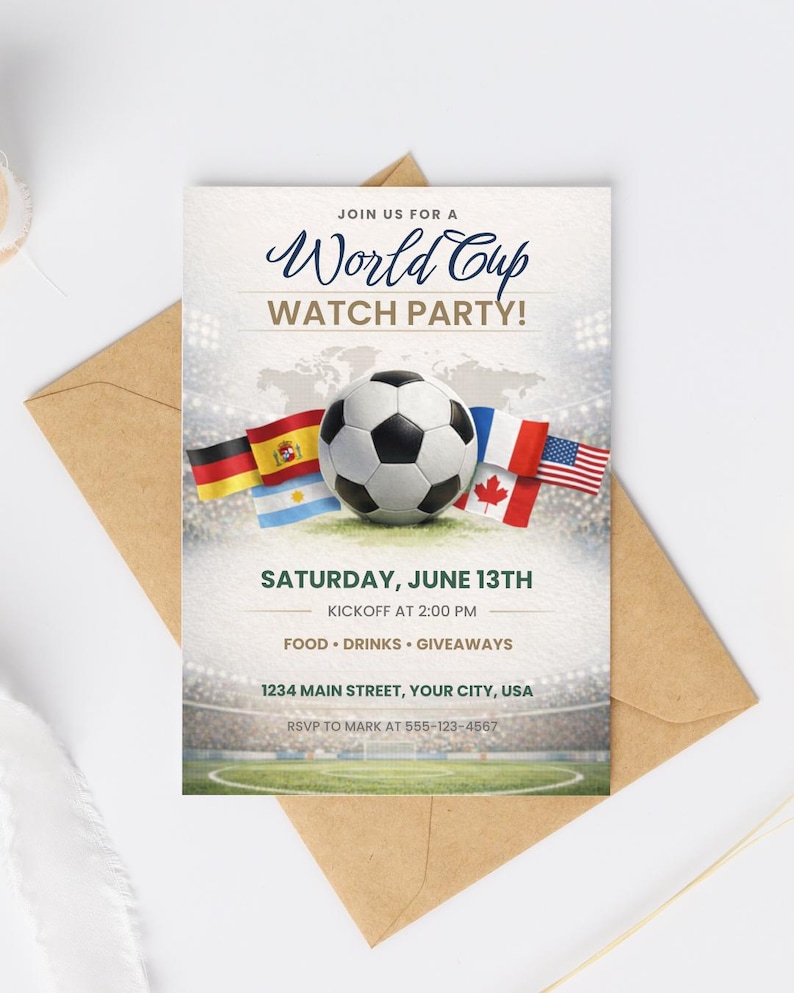 World Cup Watch Party Invitation: Editable Soccer Game Day Invite ...
