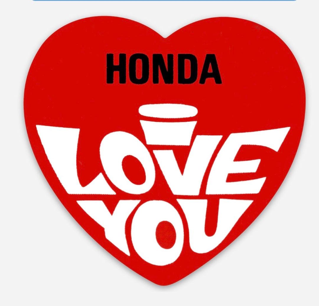 Vintage HONDA I LOVE YOU Sticker Decal Honda Cb750 Ct70 Trail 90 Ct90 ...