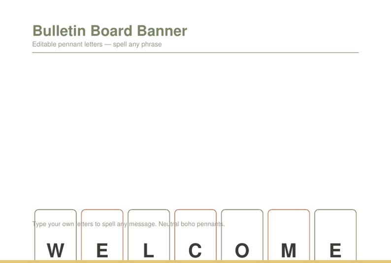 Editable Bulletin Board Kit, Boho Pennant Letters, Printable Classroom ...
