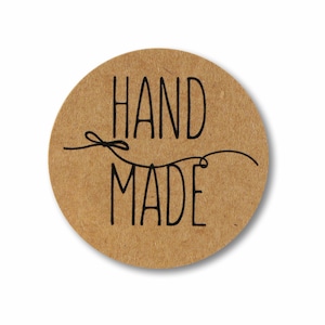 Hand Made Stickers / Labels Kraft Round Sticker 45mm Circle 1.77 Inches ...