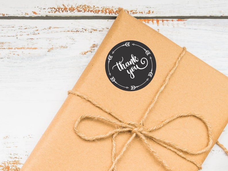 Thank You Stickers / Labels Black Round Stickers 45mm Circle - Etsy