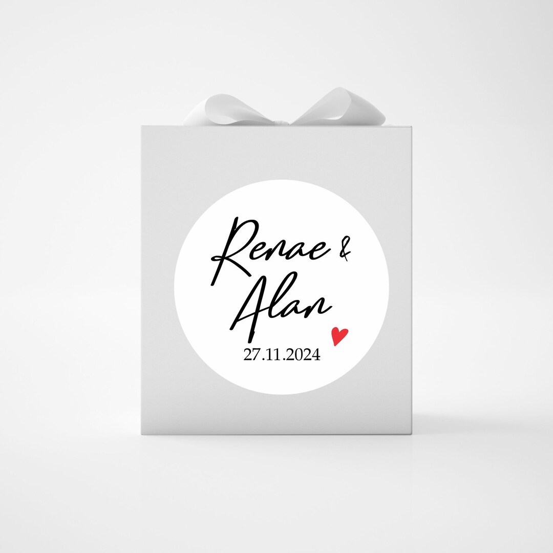 Personalised Wedding Stickers Thank You Labels Heart Wedding Favour