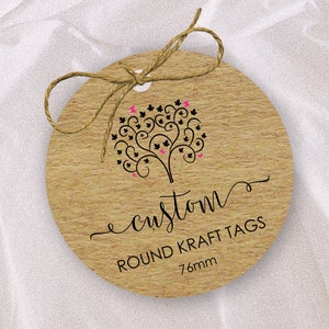 Round Custom Tags Circle Tag Kraft Round Tag Kraft Thank - Etsy