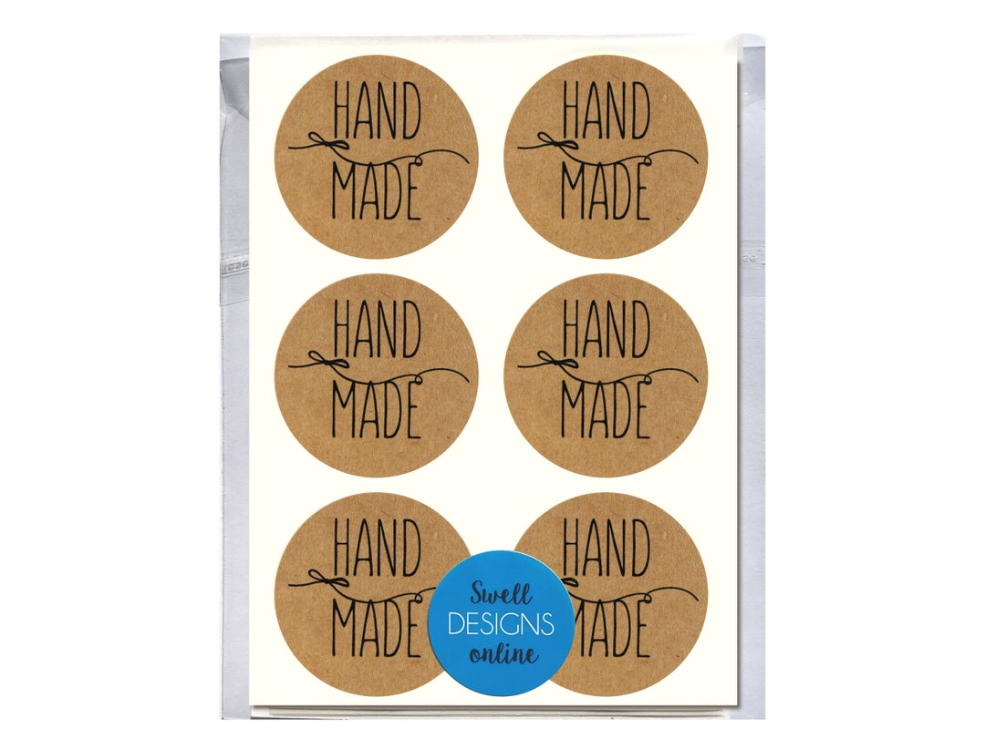 Hand Made Stickers / Labels Kraft Round Sticker 45mm Circle 1.77 Inches ...