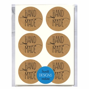 Hand Made Stickers / Labels Kraft Round Sticker 45mm Circle 1.77 Inches ...