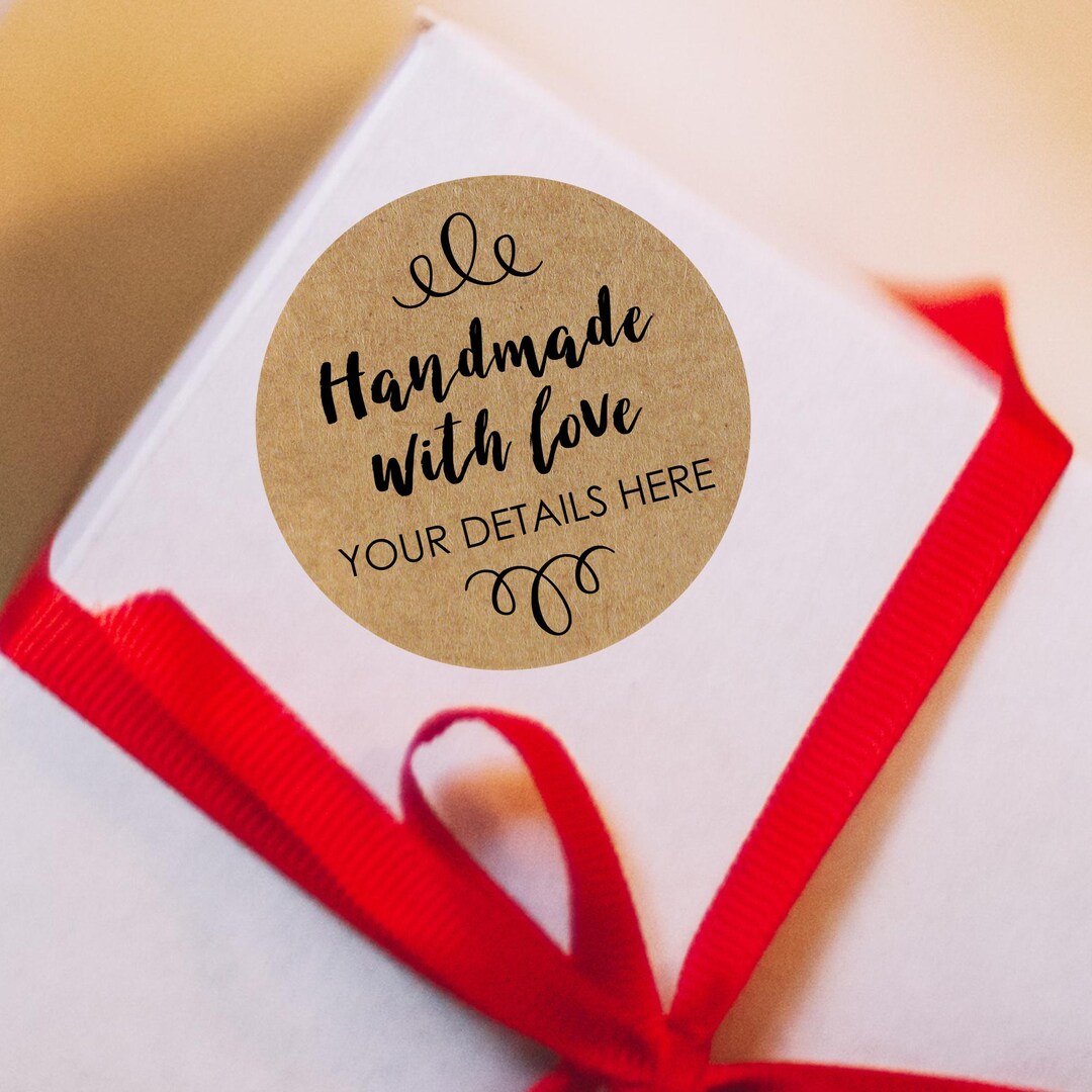 Personalized Handmade With Love Stickers | Kraft Round Labels (41) - Etsy