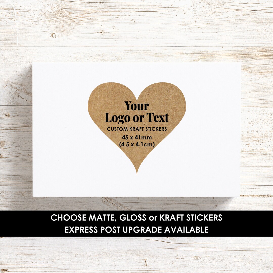 Custom Kraft Heart Stickers | Labels for Packaging | Rustic Wedding ...