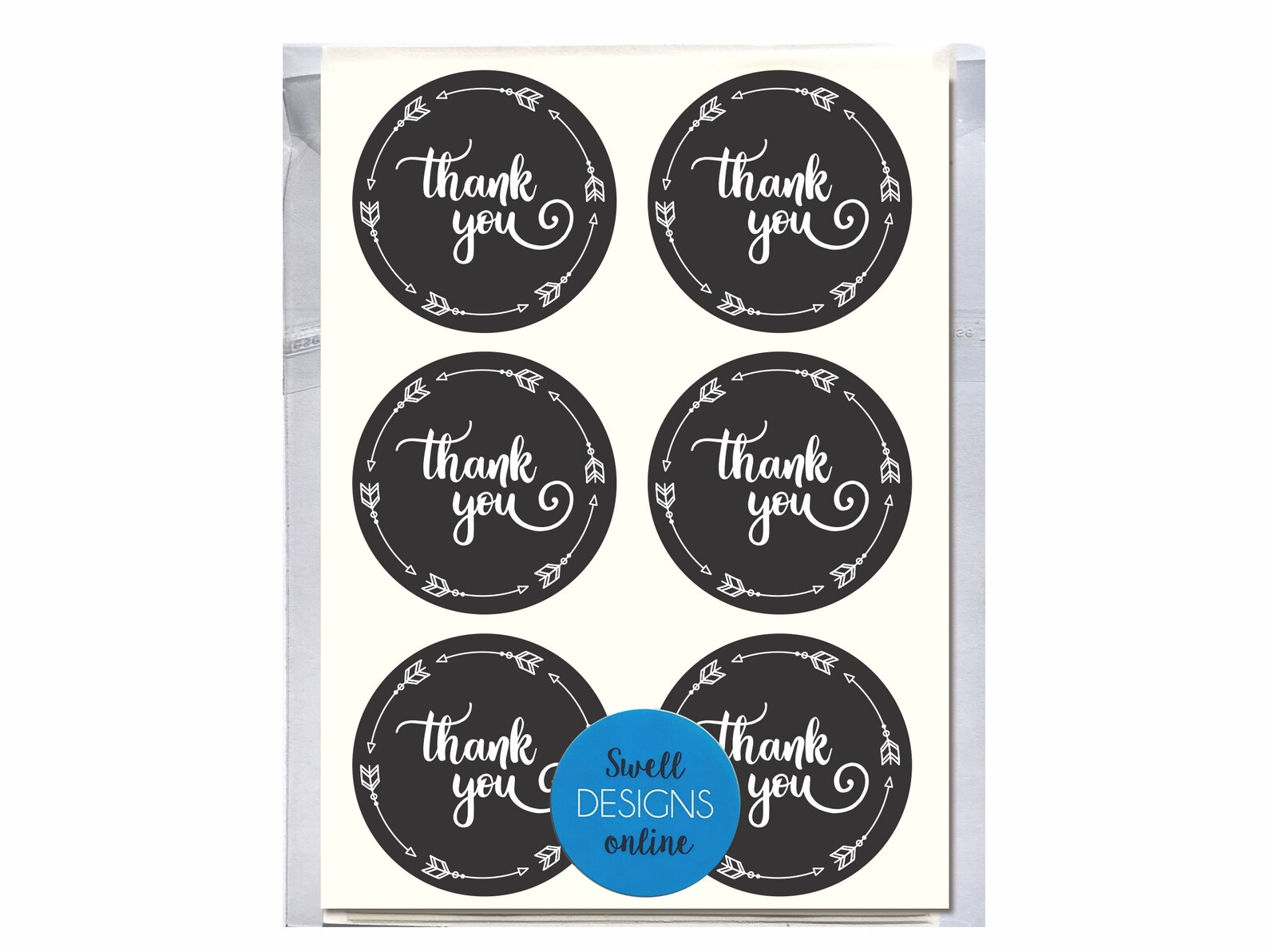 Thank You Stickers / Labels Black Round Stickers 45mm Circle - Etsy