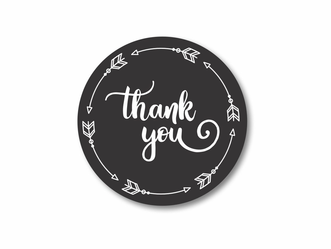 Thank You Stickers / Labels Black Round Stickers 45mm Circle - Etsy
