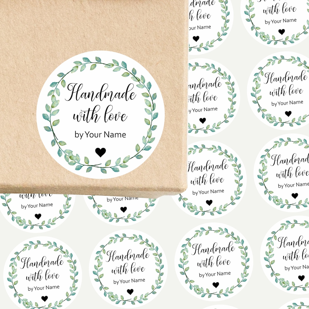 Handmade With Love Sticker Custom Sticker Thank You Label Personalised ...