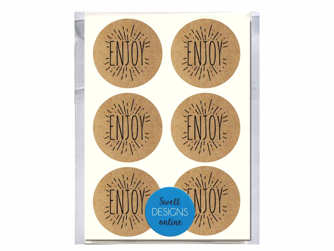 Enjoy Stickers, Round Kraft Labels for Packaging. Fun Stickers. Sold in ...