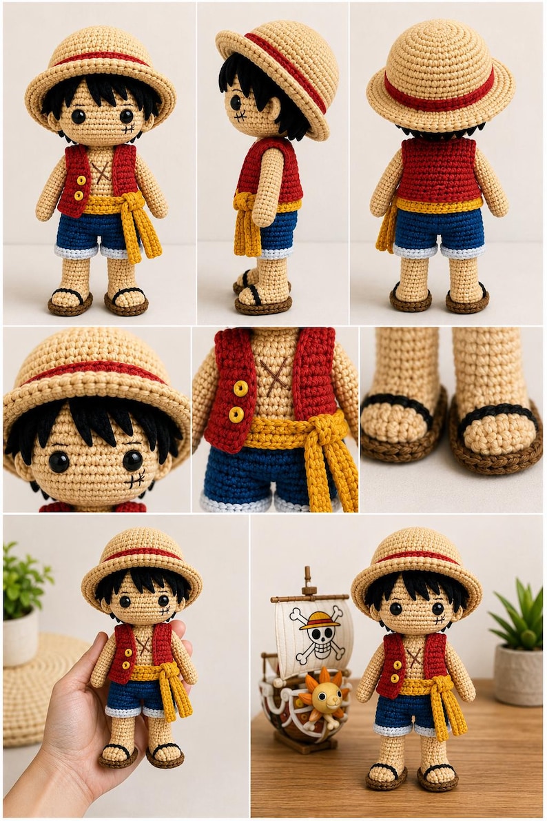 Luffy Amigurumi Crochet Pattern | One Piece Doll PDF (beginner Friendly ...