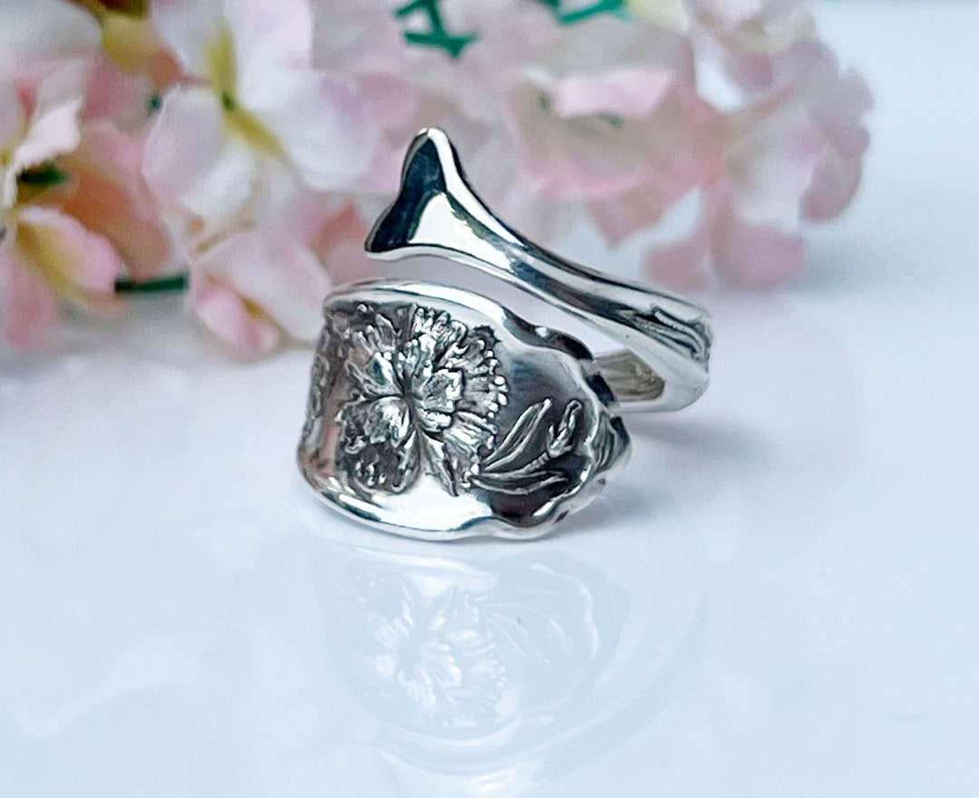 Spoon Ring, Carnation Silverware Ring, 1908 Vintage Spoon Jewelry ...