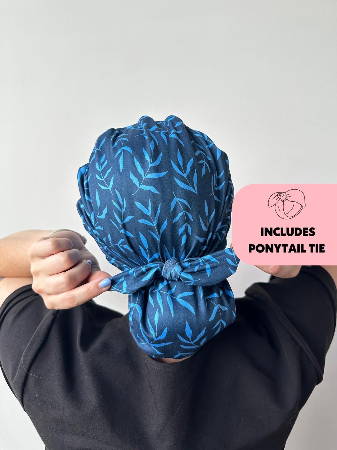 Duostyle Scrub Hat - Twilight Leaves - Women’s Soft Scrub Cap Ponytail ...