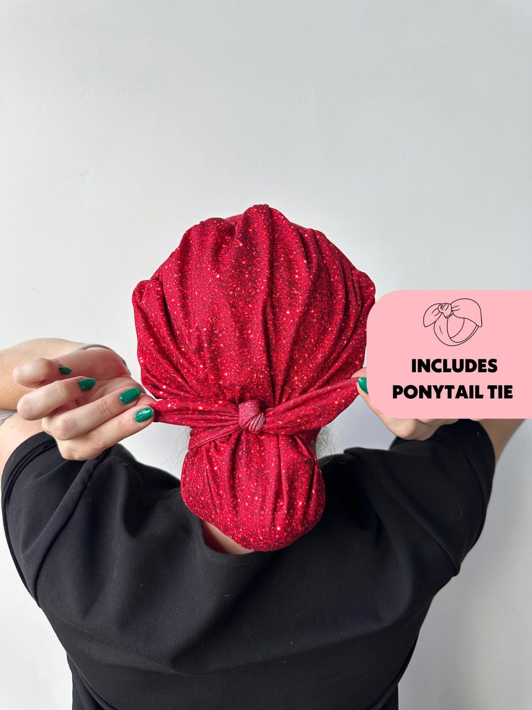 Duostyle Scrub Hat - Ruby Faux Sparkle Christmas - Women’s Soft Scrub ...