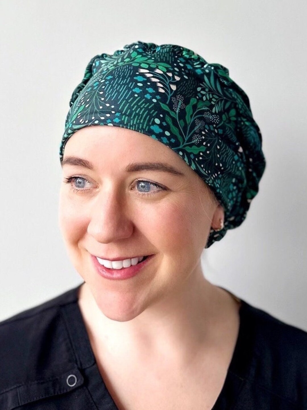 Hello Headband Scrub Hat Green & Blue Winter Womens Soft Scrub Cap - Etsy