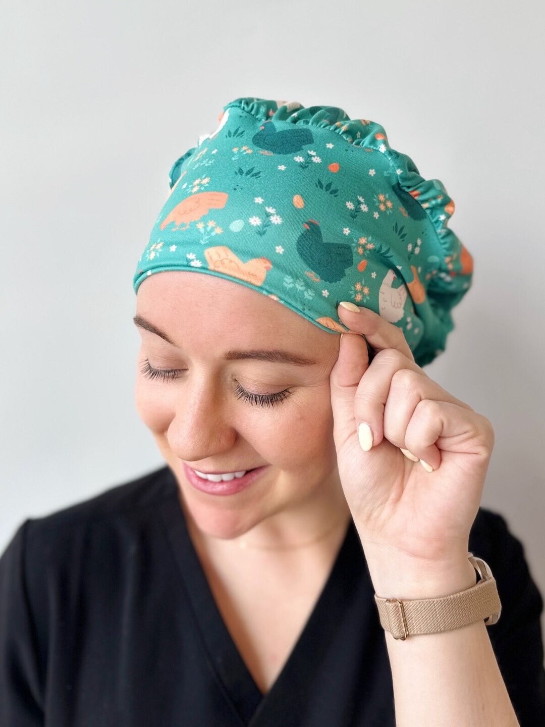 Hello Headband Scrub Hat Hens Chicken Animals Womens Soft Scrub Cap - Etsy