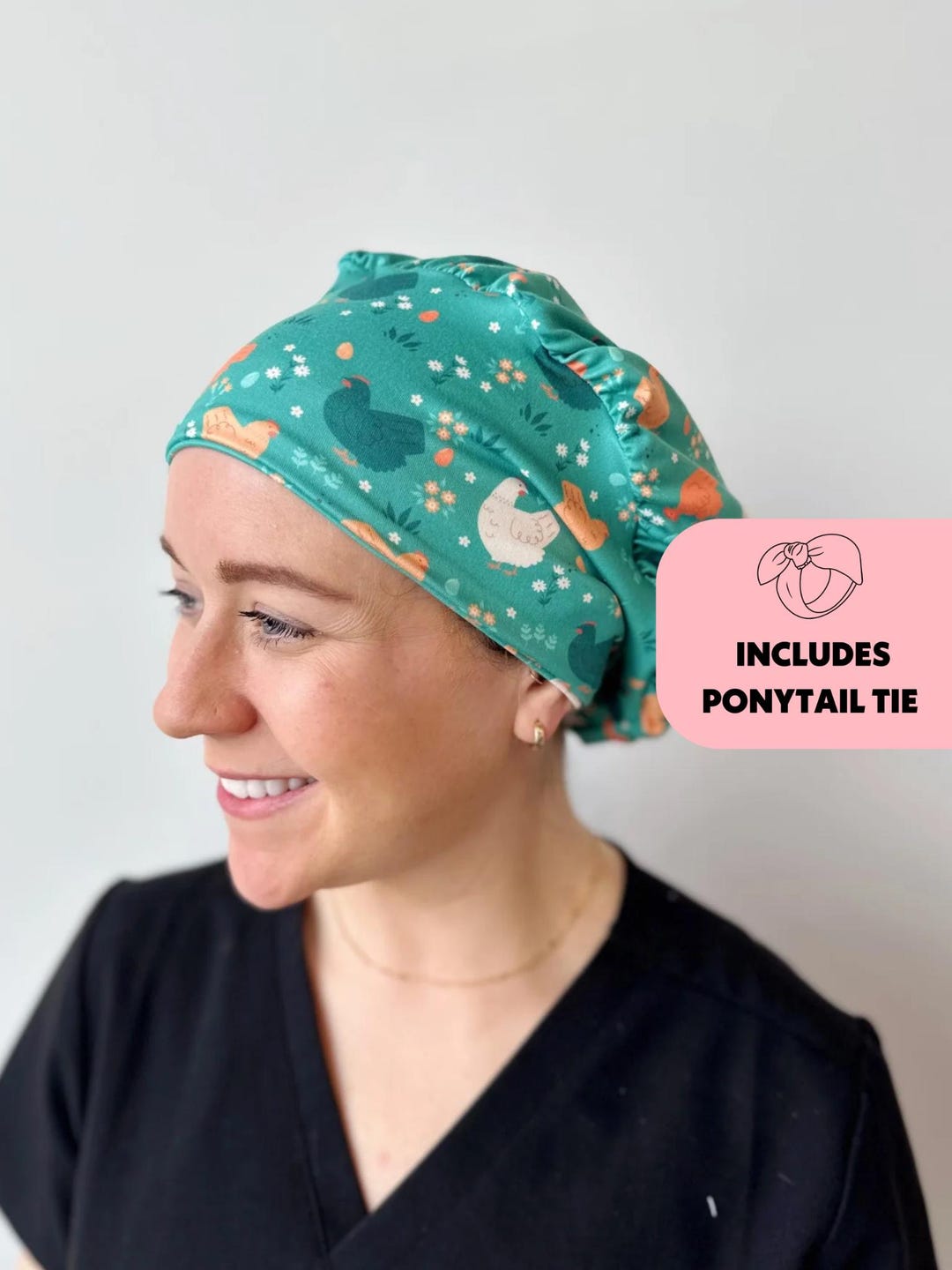Duostyle Scrub Hat - Hens Chicken Animals - Women’s Soft Scrub Cap ...