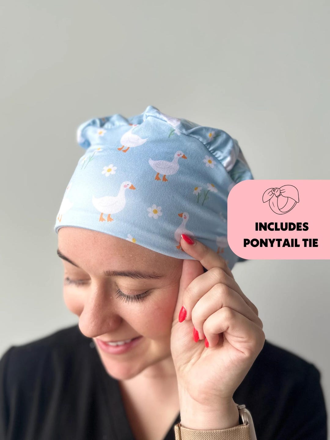 Duostyle Scrub Hat - Silly Goose - Women’s Soft Scrub Cap Ponytail - Etsy